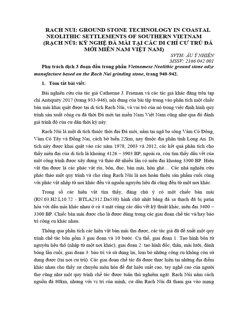 DDKCH - BTT02 - Au y Nhien 2166042001 (Rach Nui) | PDF