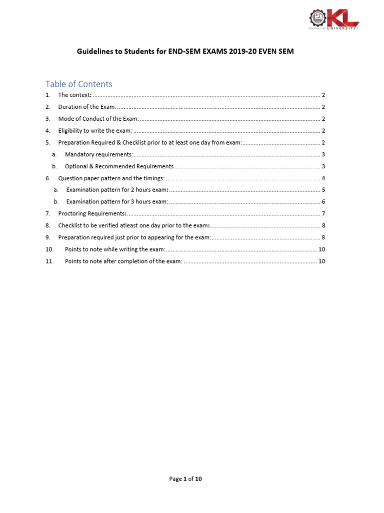 End-Sem Exam Guidelines 2019-20 | PDF | Image Scanner | Laptop