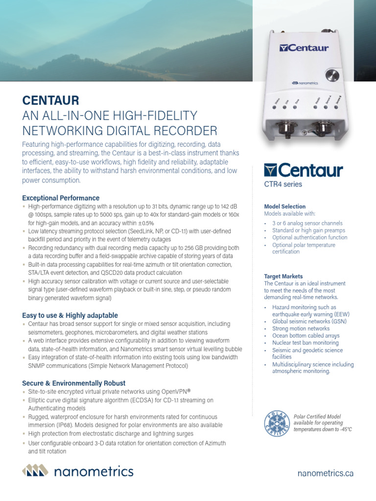 Centaur Data Sheet | PDF | Ip Address | Sampling (Signal Processing)