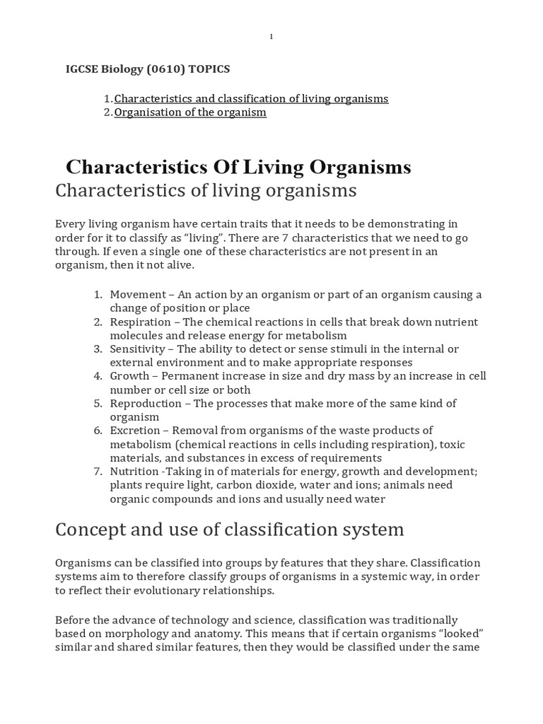 BIO IGCSE NOTES - Copy-1 | PDF | Cell (Biology) | Organisms