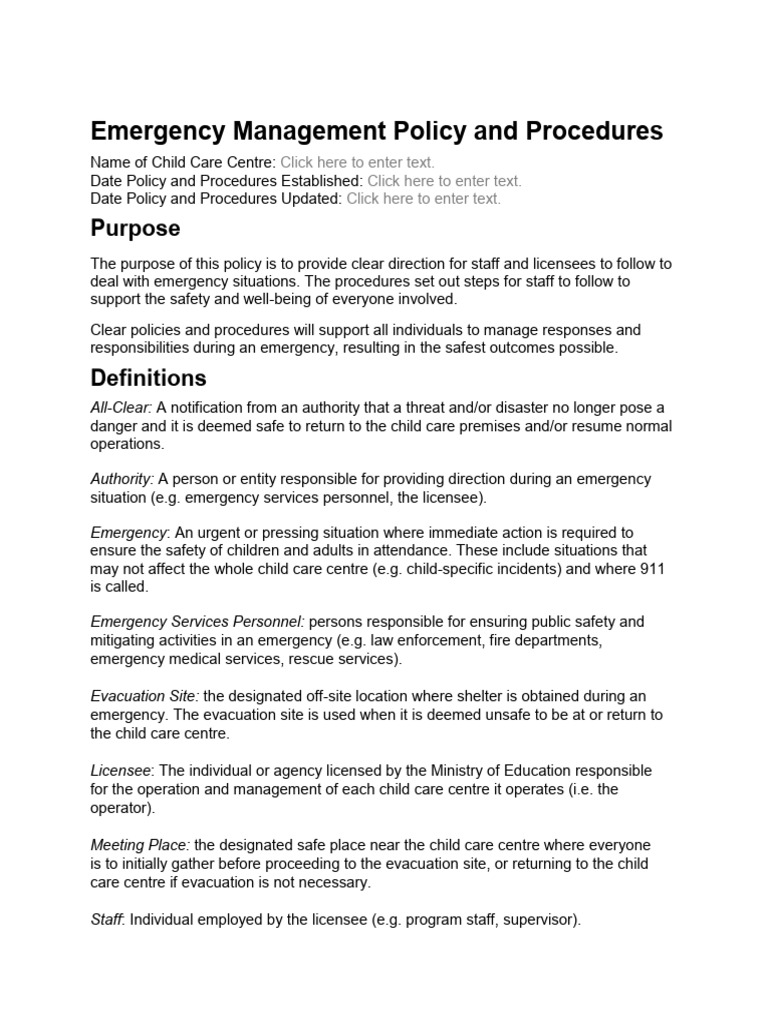 Emergency Management Policy and Procedures | PDF | Emergency ...