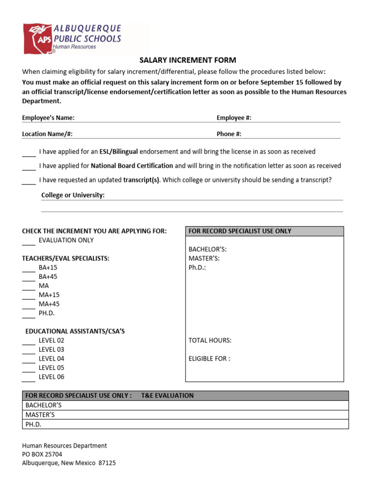 Salary Increment Request Form Guide | PDF