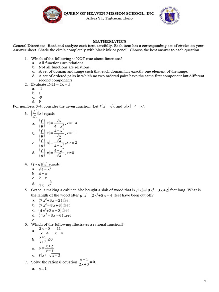NAT-REVIEWER-2022-2023 | PDF | Function (Mathematics) | Exponentiation