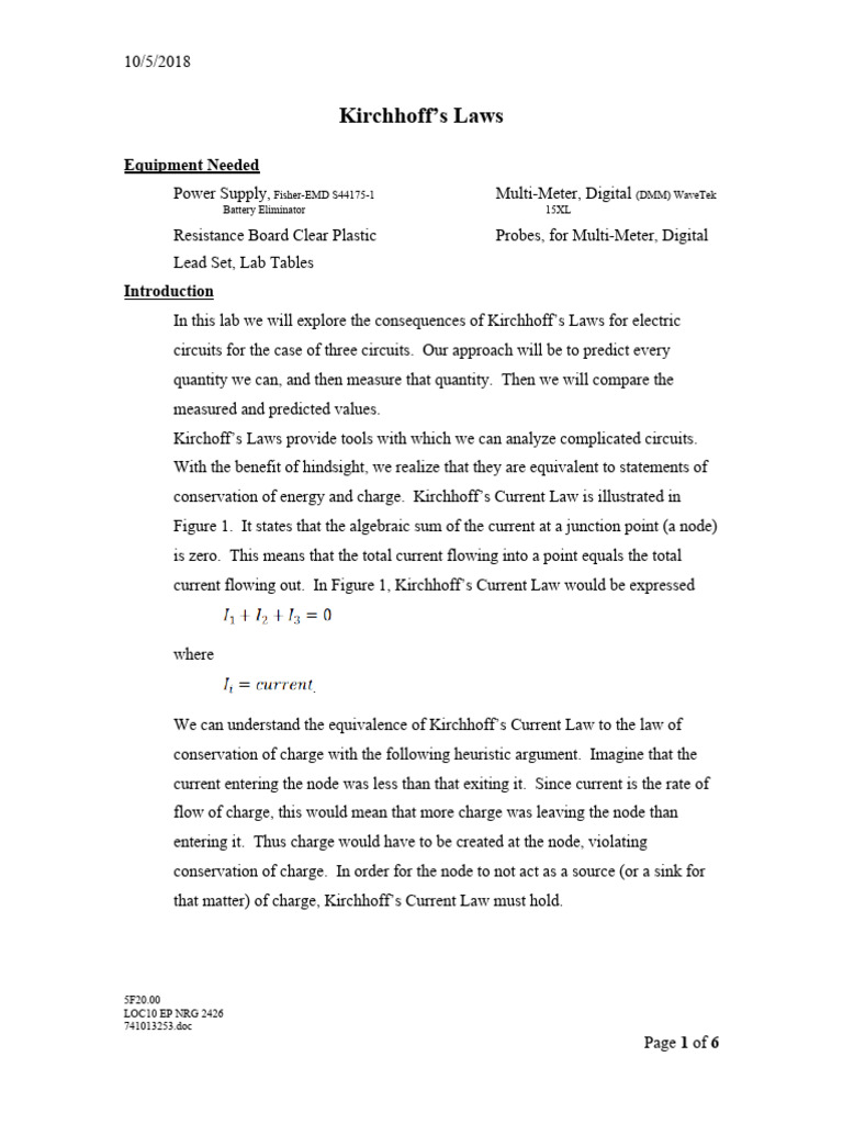 Kirchoff's Laws | PDF | Electrical Network | Voltage Kirchoff's Laws | PDF | Electrical Network | Voltage
