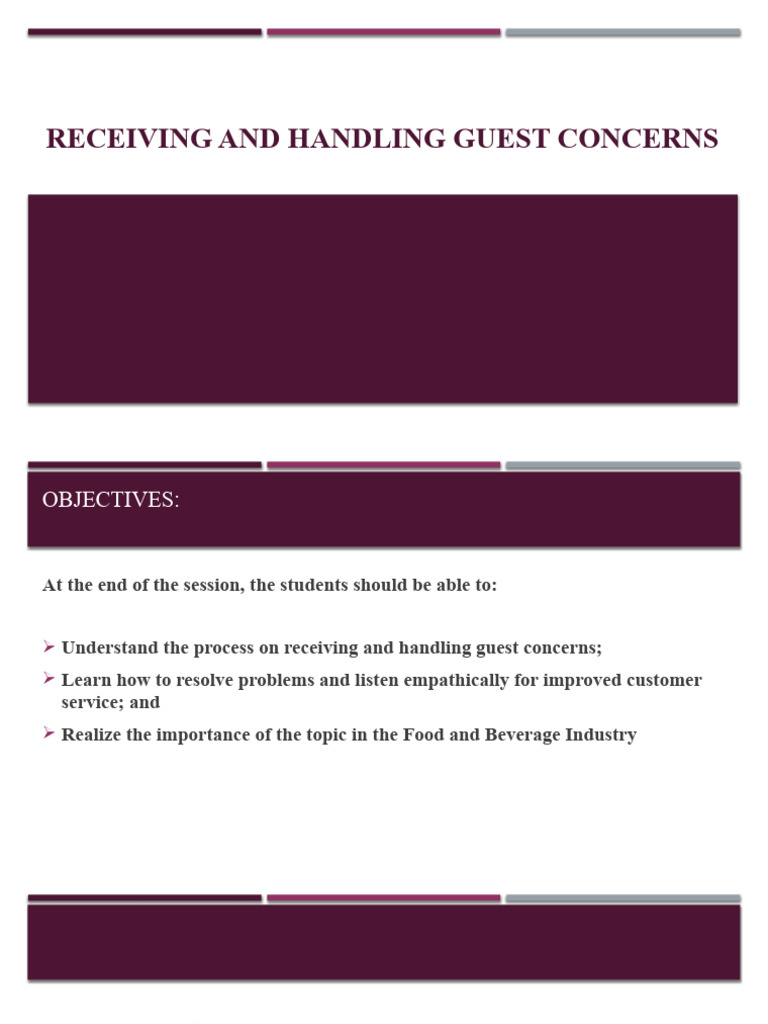 FINALS Receiving and Handling Guest Concerns | Download Free PDF ...