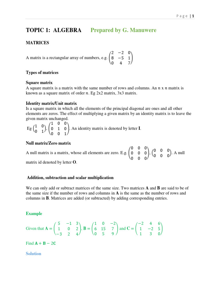 Matrices by Gmanuwere | PDF | Matrix (Mathematics) | Mathematical Analysis