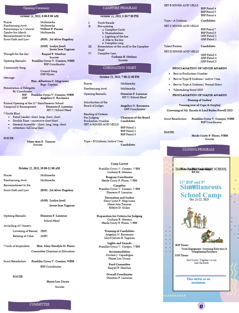 BSP-GSP-SCHOOL-CAMP-2023 | PDF | Scouting | Youth Movements