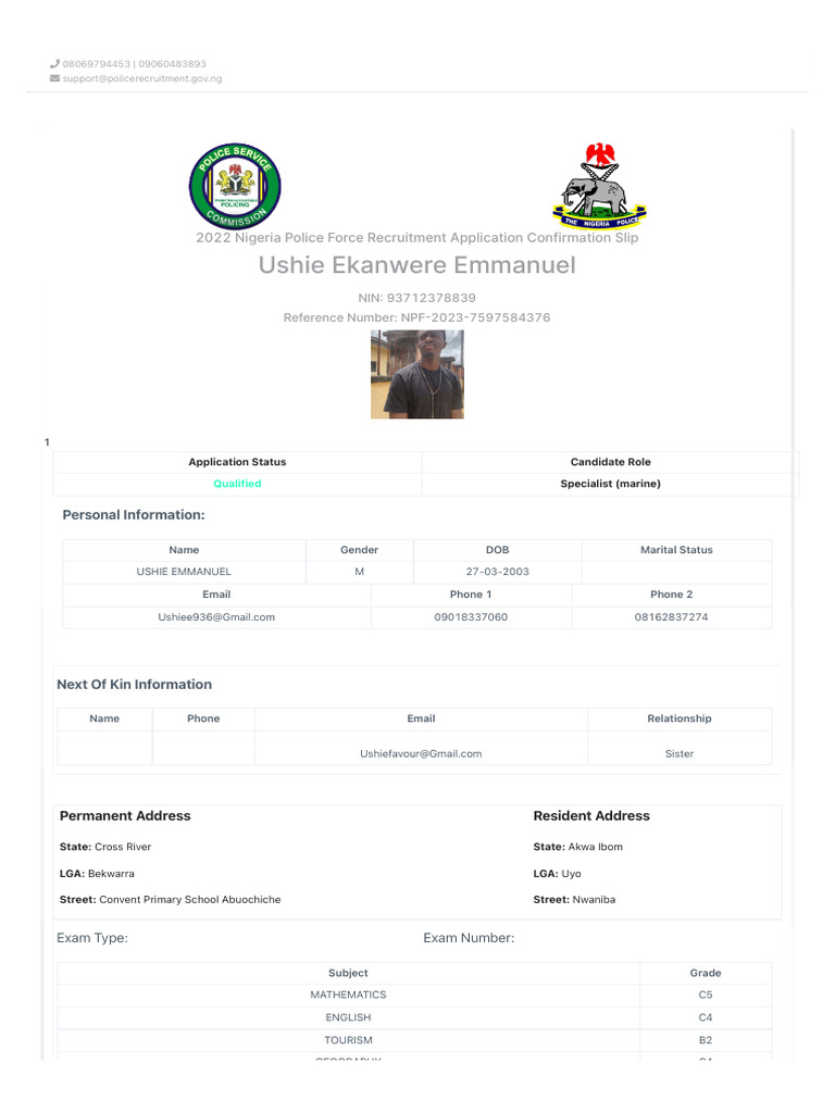 Https:/apply Policerecruitment Gov Ng/print-Slip | PDF