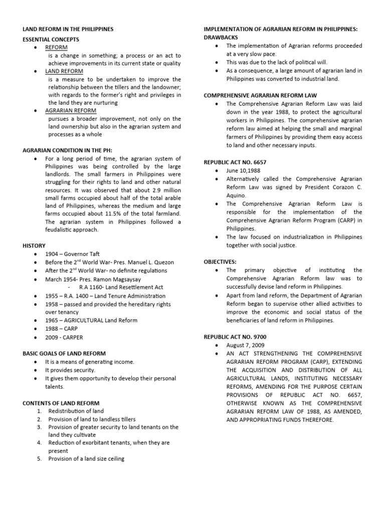 LAND-REFORM-NOTES | PDF | Property Law | Natural Resources Law