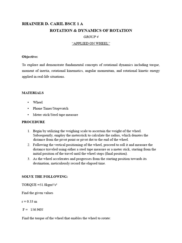 Dynamic Rotation | PDF | Torque | Force