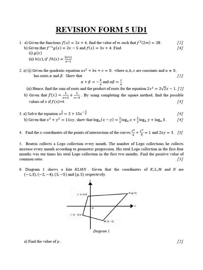 Revision Form 5 UD 1 2024 (1) | PDF | Circle | Area