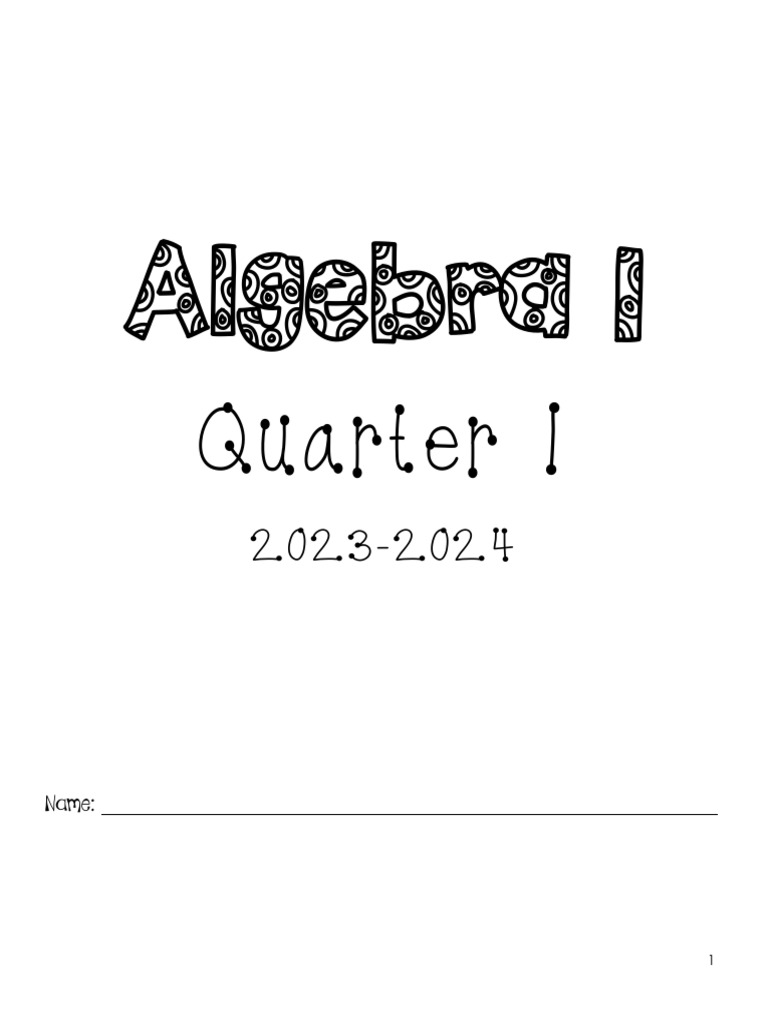 Algebra 1 Quarter 1 Notebook | PDF | Multiplication | Equations