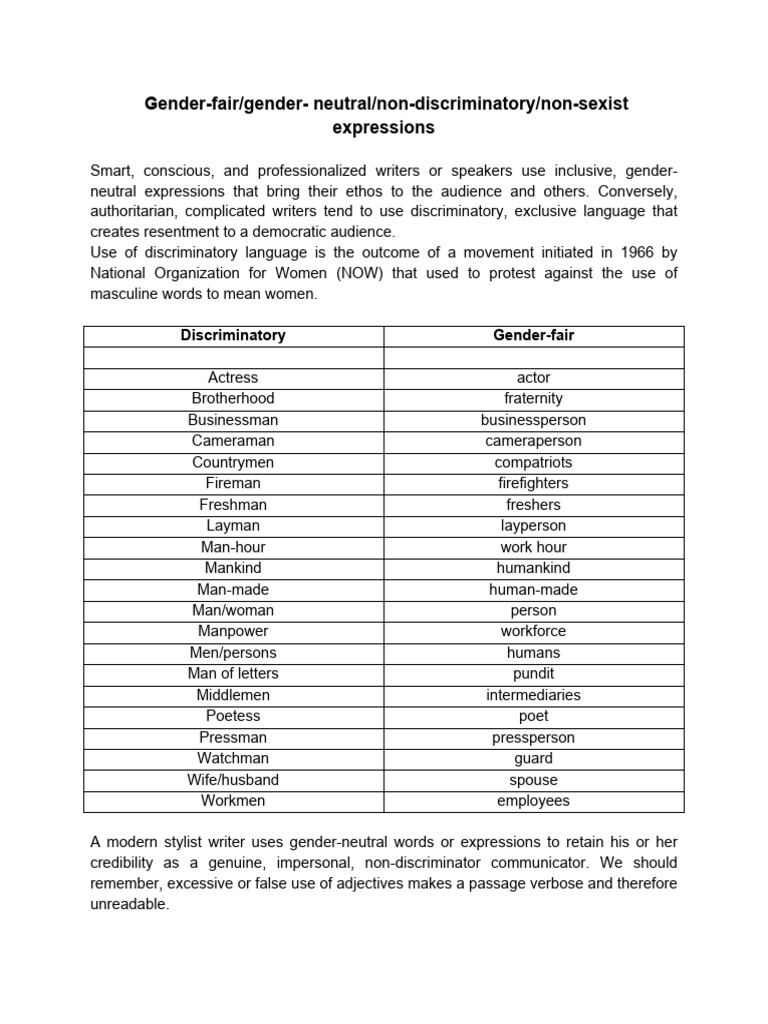 Gender Fair | PDF | Grammatical Gender | Languages