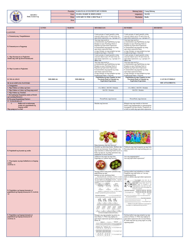 DLL W1 Q3 Math 1 | PDF