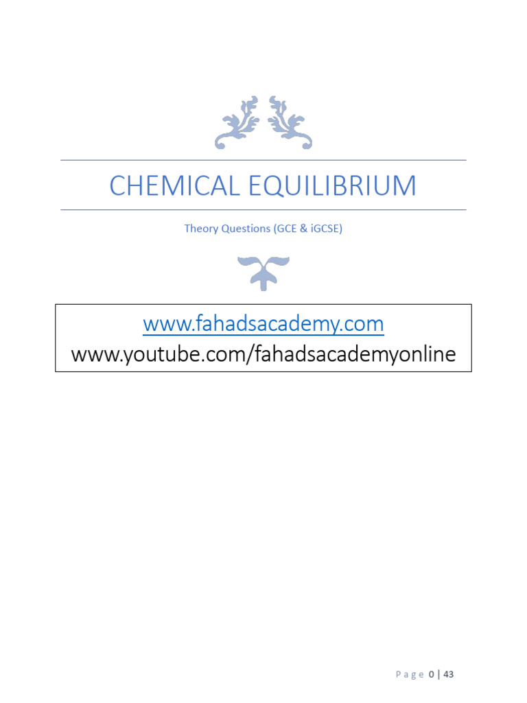 Chemical Equilibrium Igcse Theory Questions 1 Pdf