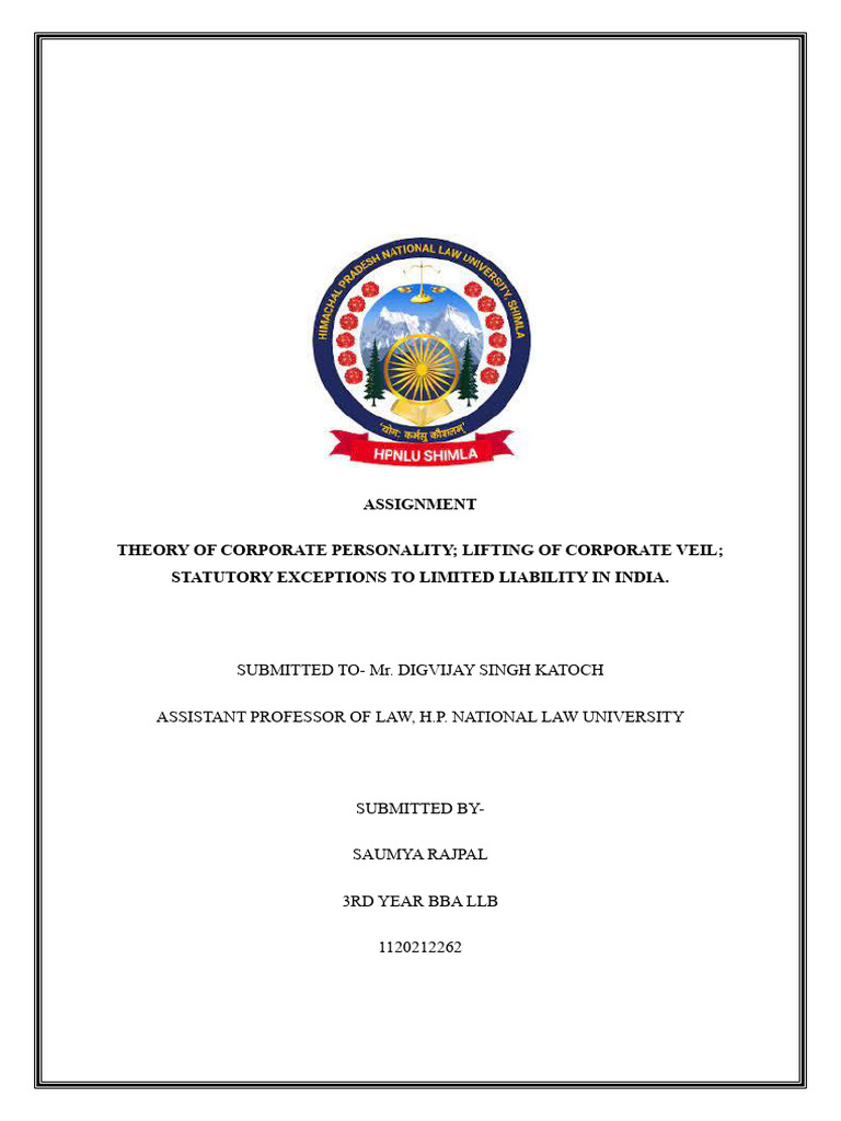 Company Law | PDF | Piercing The Corporate Veil | Legal Liability