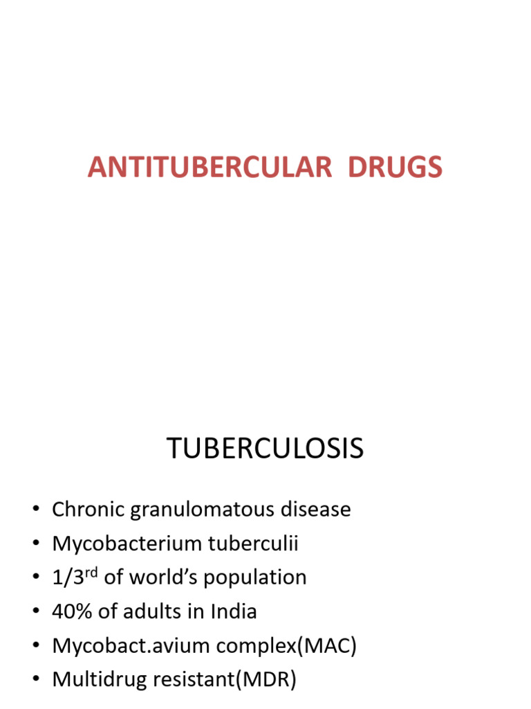 Antitubercular Drugs and Treatment Guide | PDF | Tuberculosis | Medical ...