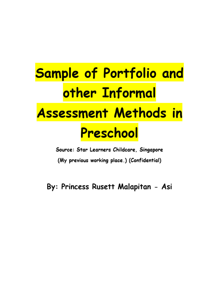 10.) Assessment Methods in Preschool | PDF | Literacy | Teachers