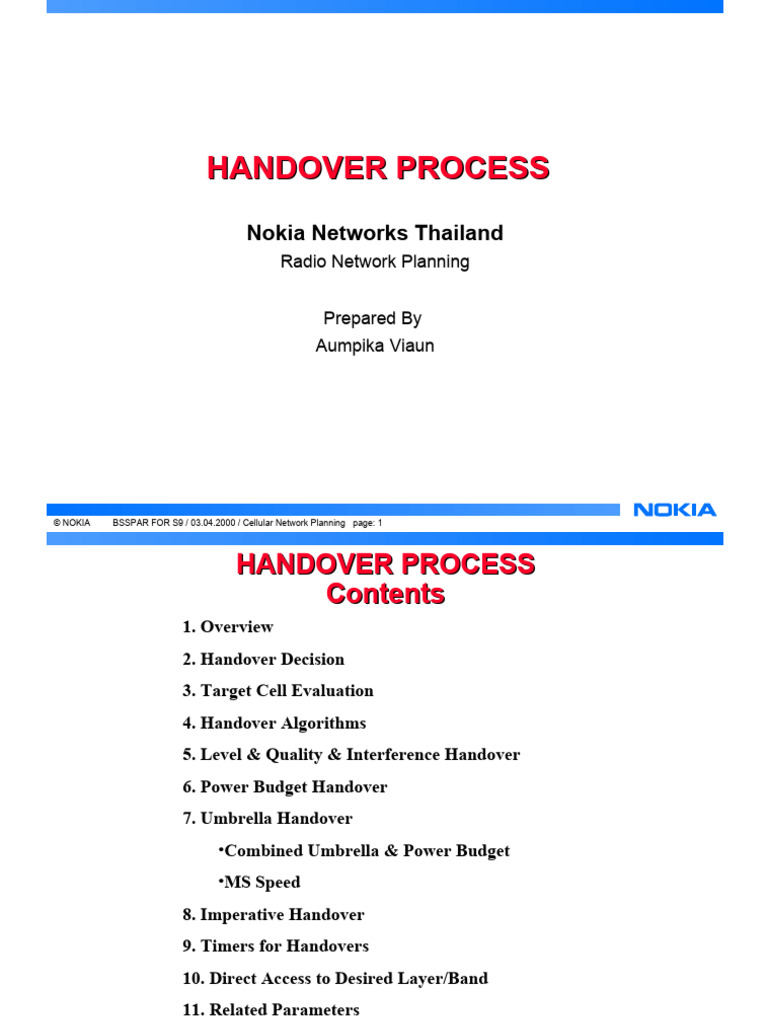 Handover Process Presentation | PDF | Cellular Network | Mobile Technology