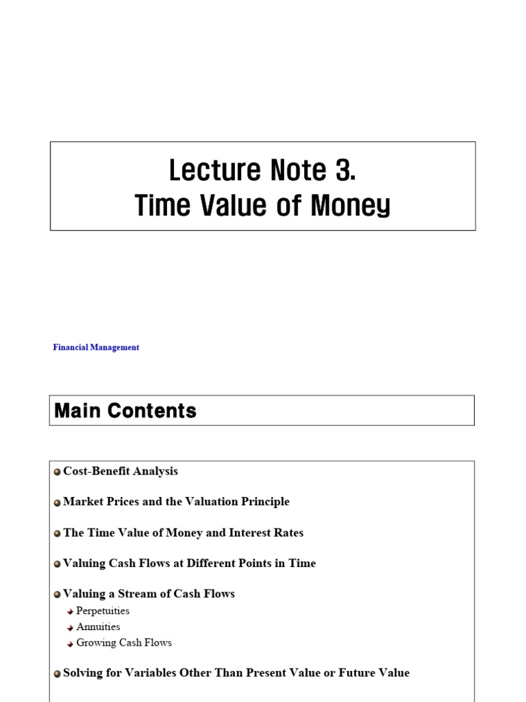 FM23 - Lecture Note 3 - Time Value of Money | PDF | Present Value | Time Value Of Money