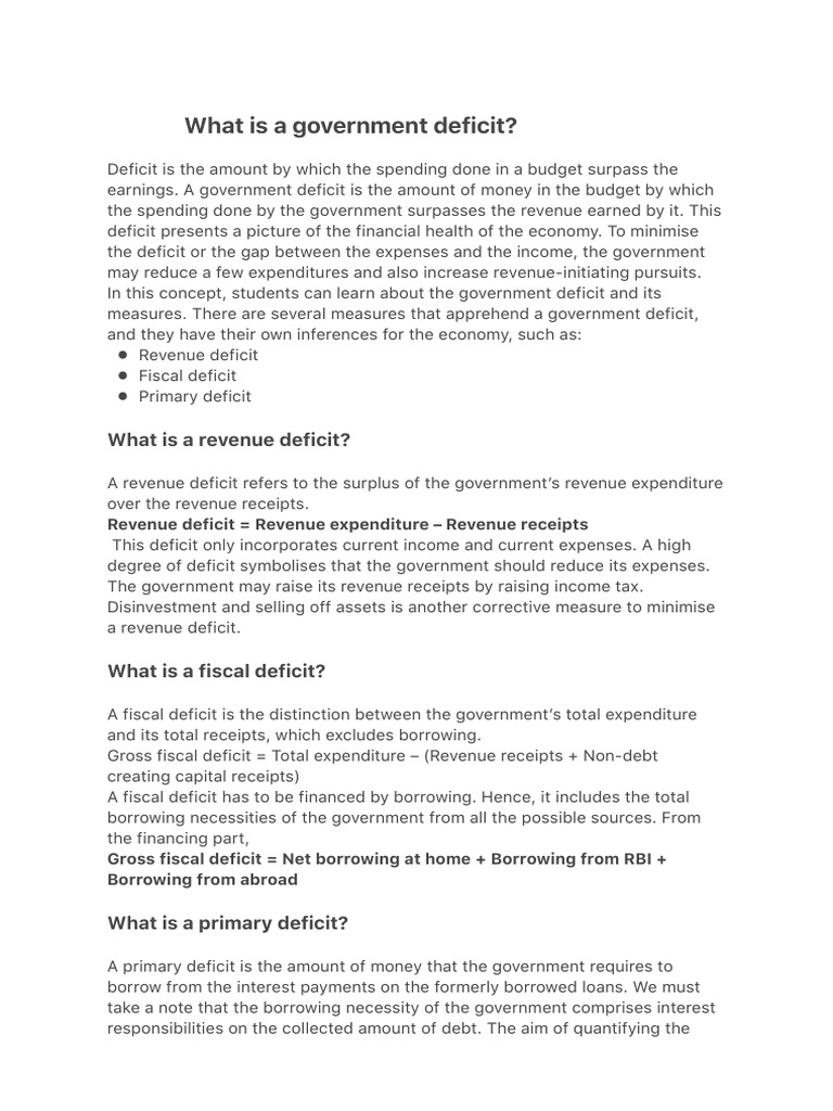 What Is A Government Deficit? | PDF | Government Budget Balance | Budget