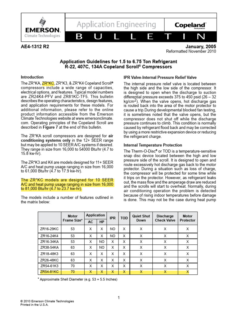 Compressor Copeland ZR57KC-TF7-501 | PDF | Pump | Electrical Connector