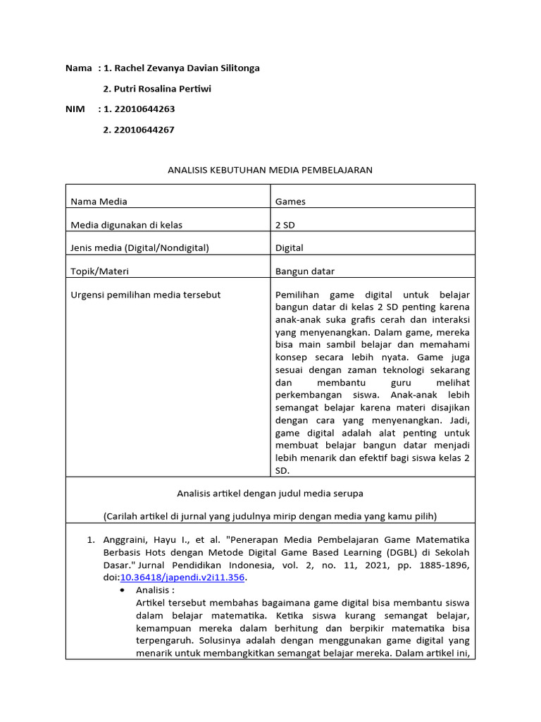 Analisis Kebutuhan Media | PDF