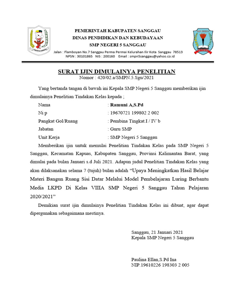 Surat Izin PTKP-PTS | PDF