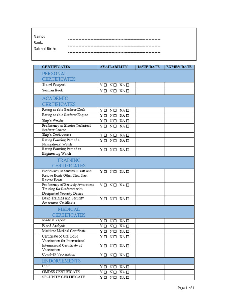M-13-02- JOINING CREW CHECKLIST | PDF