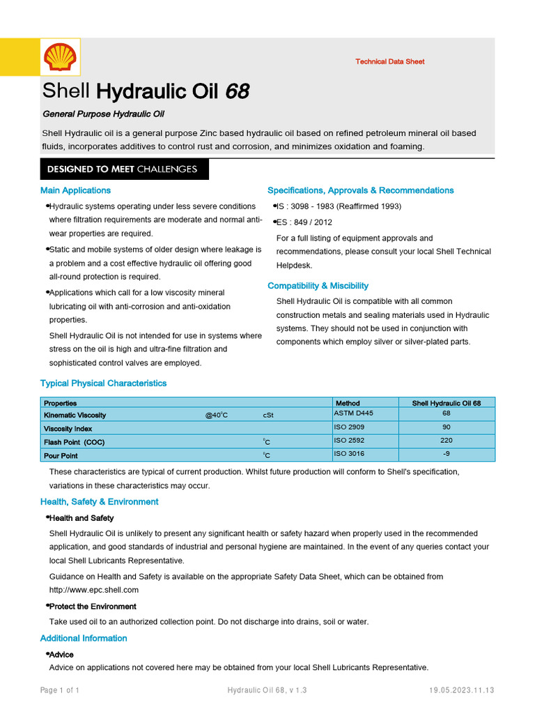 Hydrauic 68 (General Purpose Oil) | PDF | Lubricant | Viscosity