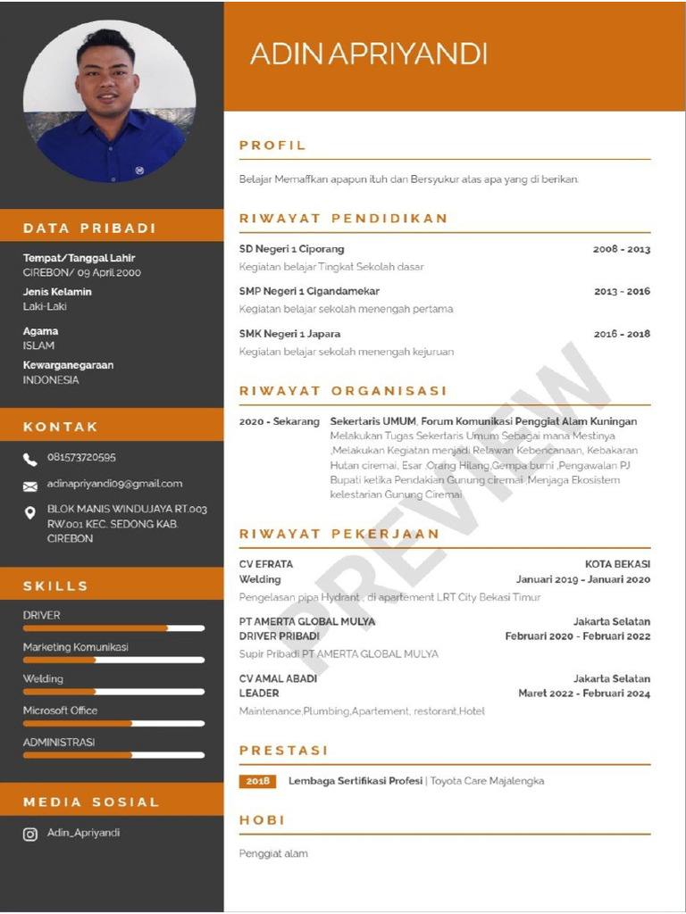 CV Adin Apriyandi | PDF