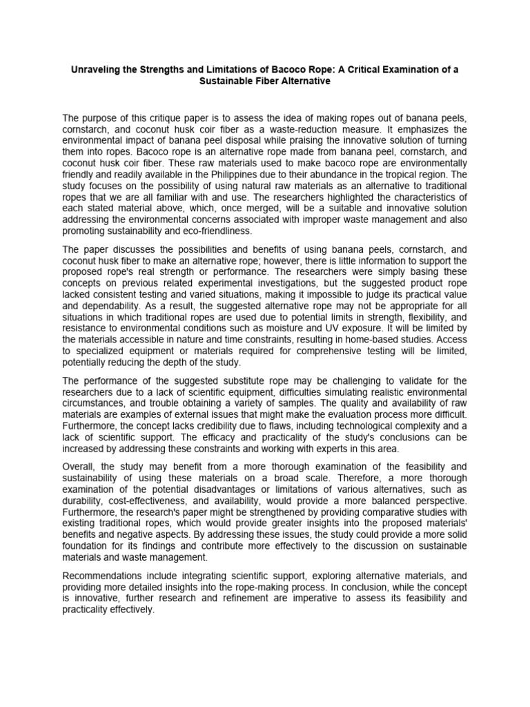 Unraveling The Strengths and Limitations of Bacoco Rope Final | PDF ...