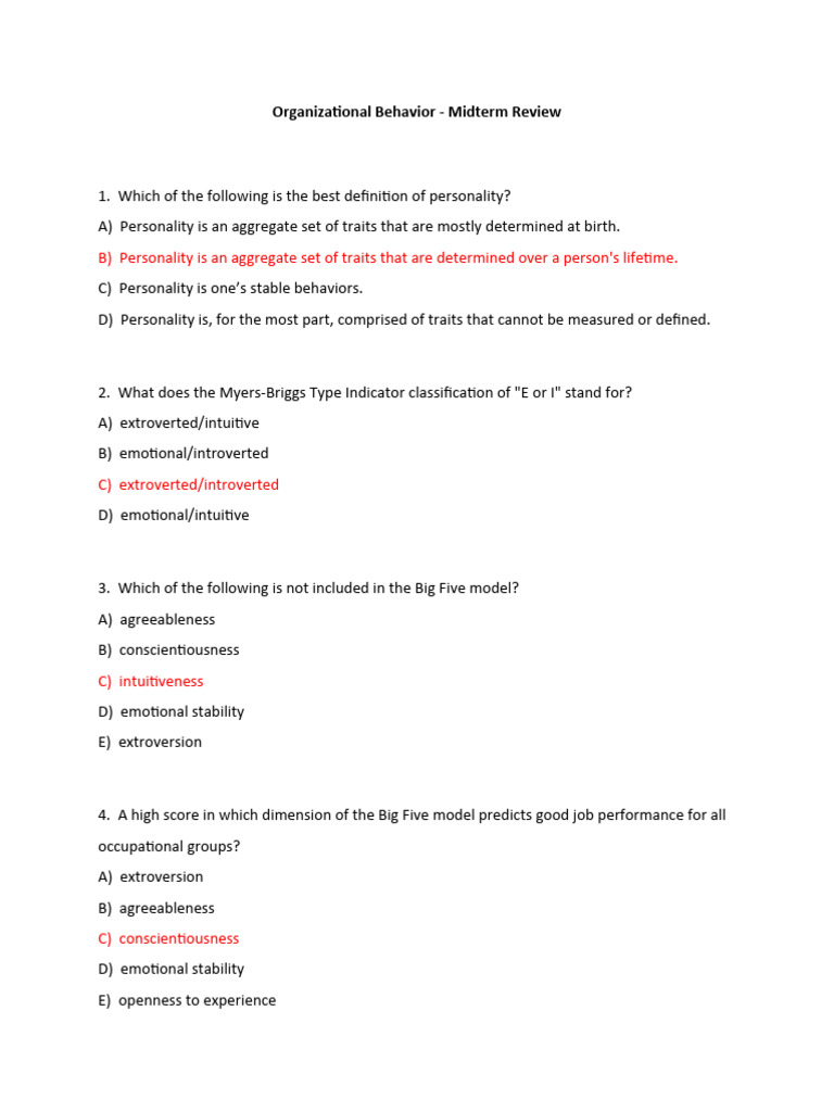 OB Midterm Review 2021 | PDF | Motivational | Motivation
