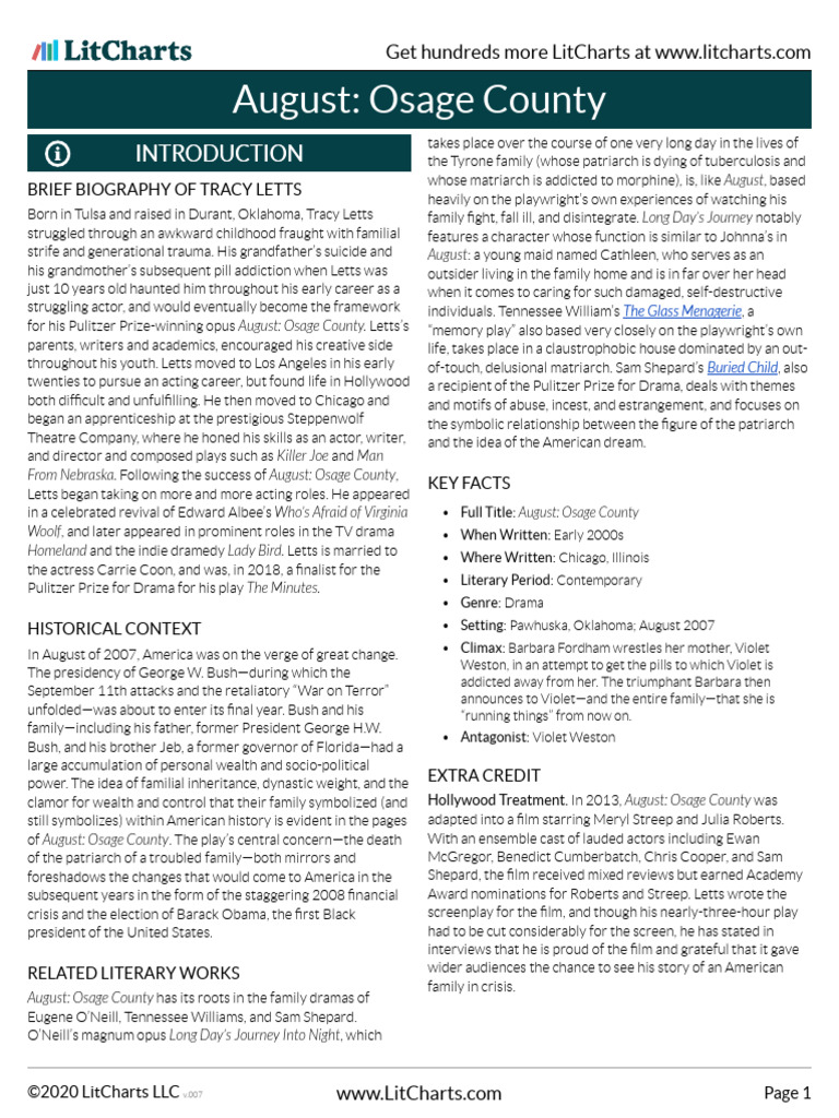 August Osage County LitChart | PDF