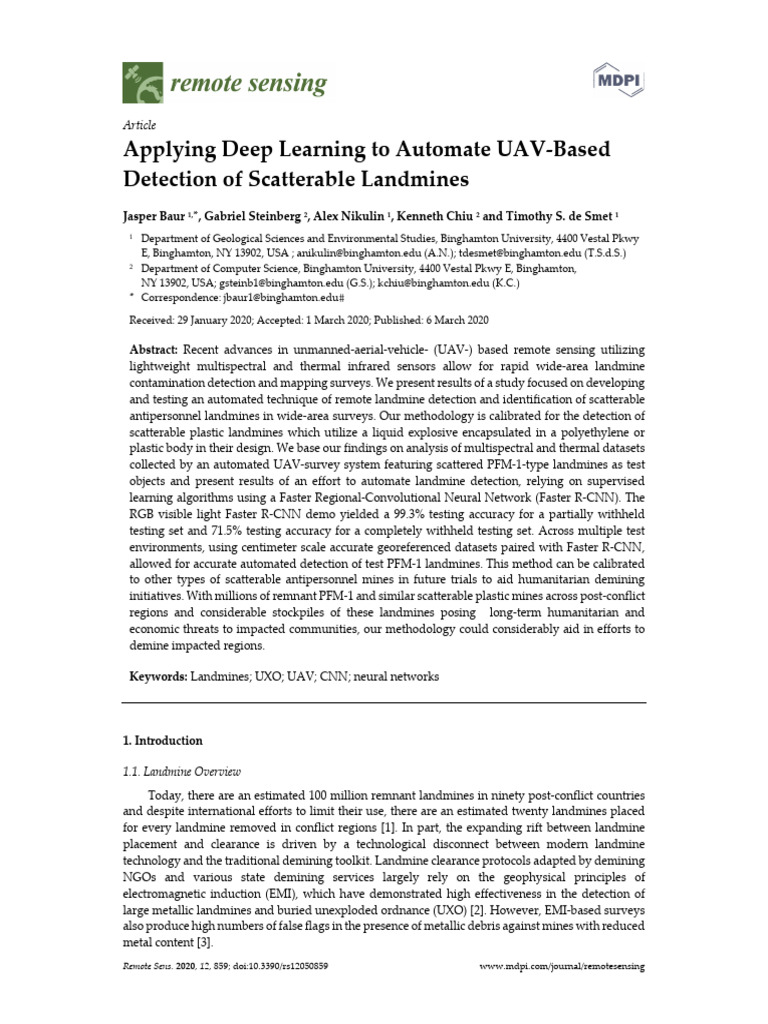 Applying Deep Learning To Automate UAV Based | Download Free PDF | Land Mine | Infrared