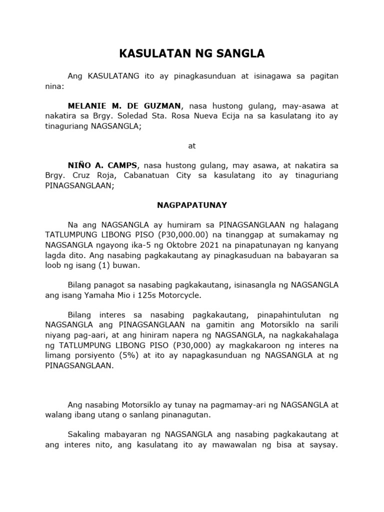 Kasulatan NG Sangla | PDF