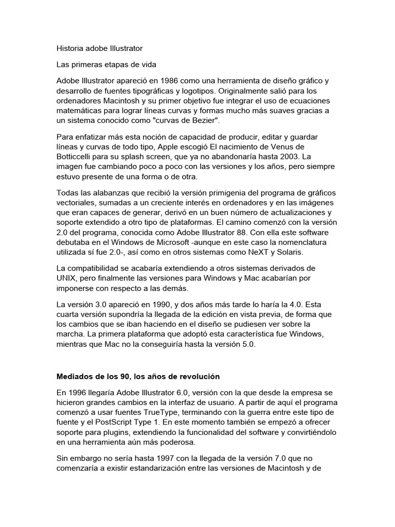 Historia Adobe Illustrator | Descargar gratis PDF | Ilustrador Adobe ...