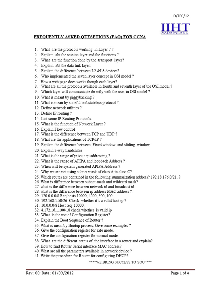 Faq Ccna | PDF | Routing | Ip Address