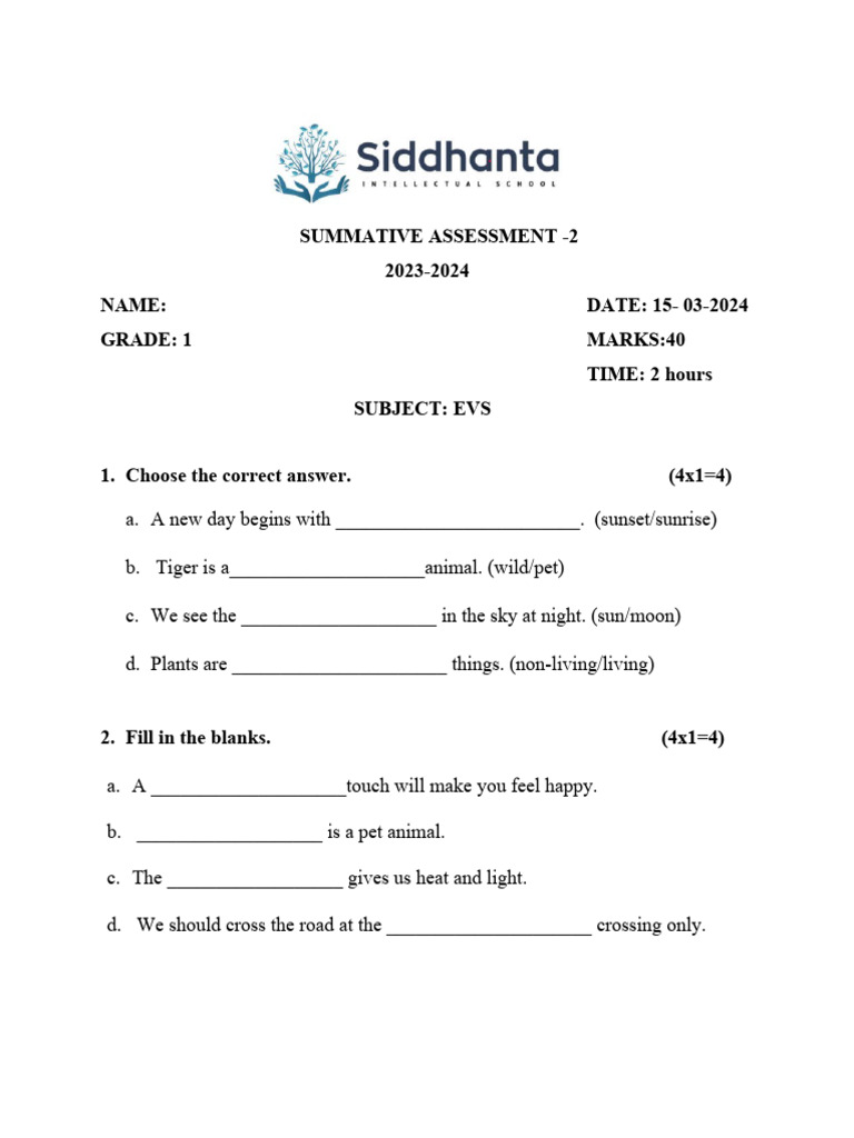 SA2 GRADE 1 EVS | PDF