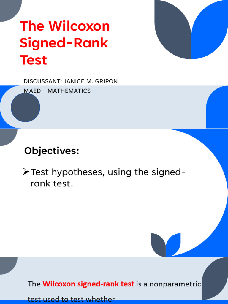 Wilcoxon Signed-Rank Test Guide | PDF | Methodology | Tests