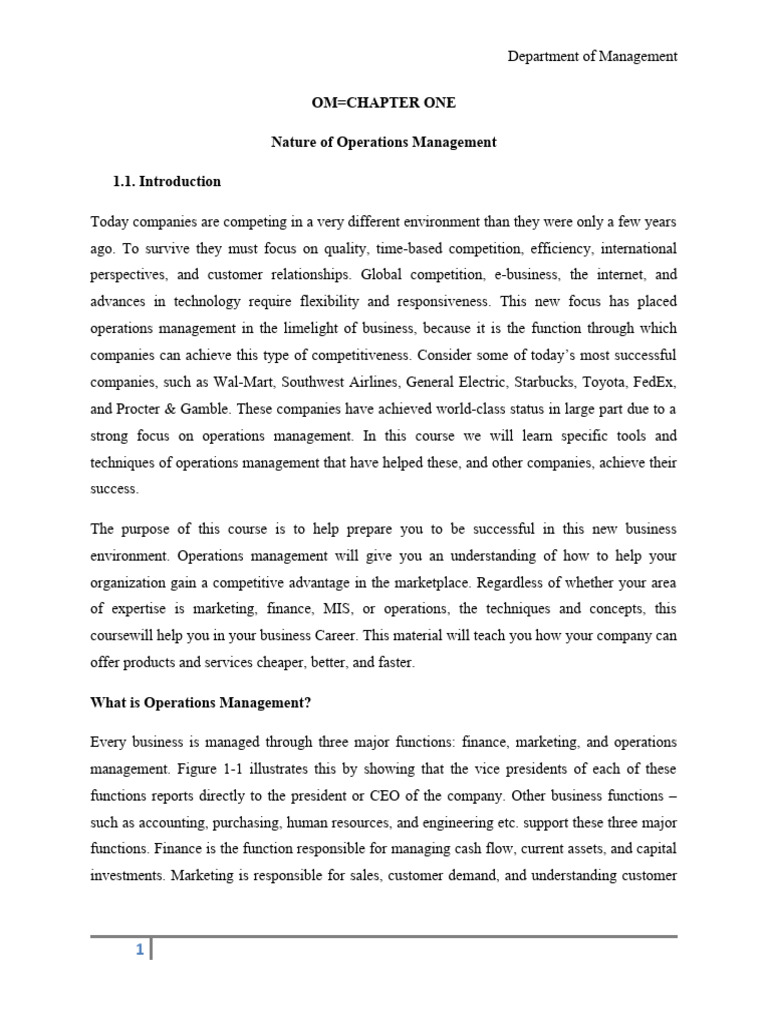 OM- Chapter 1 | PDF | Operations Management | Factors Of Production
