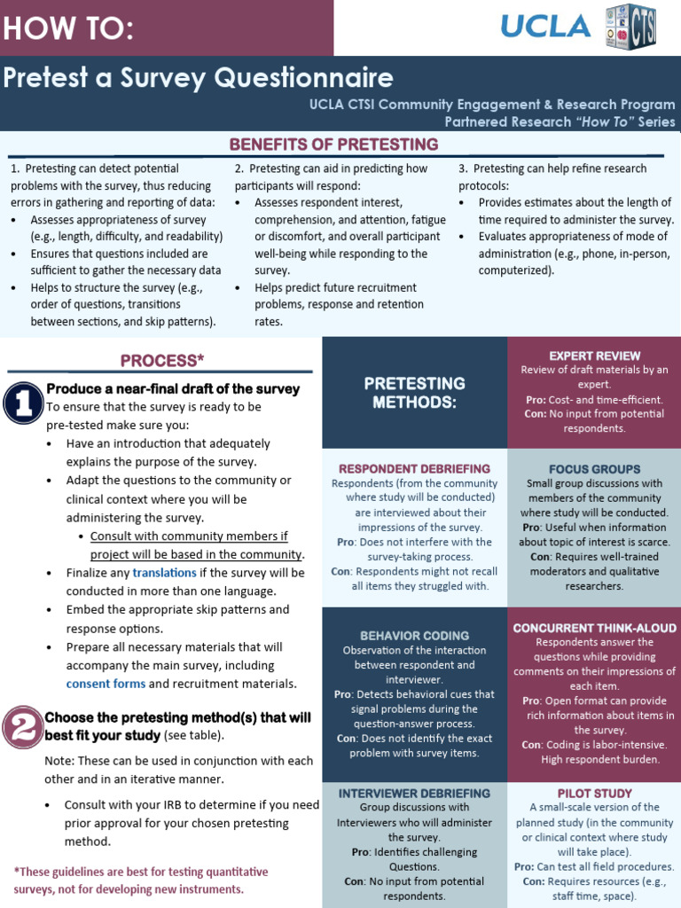 UCLA - How To Pretest Survey Questionnaire | PDF | Survey Methodology ...