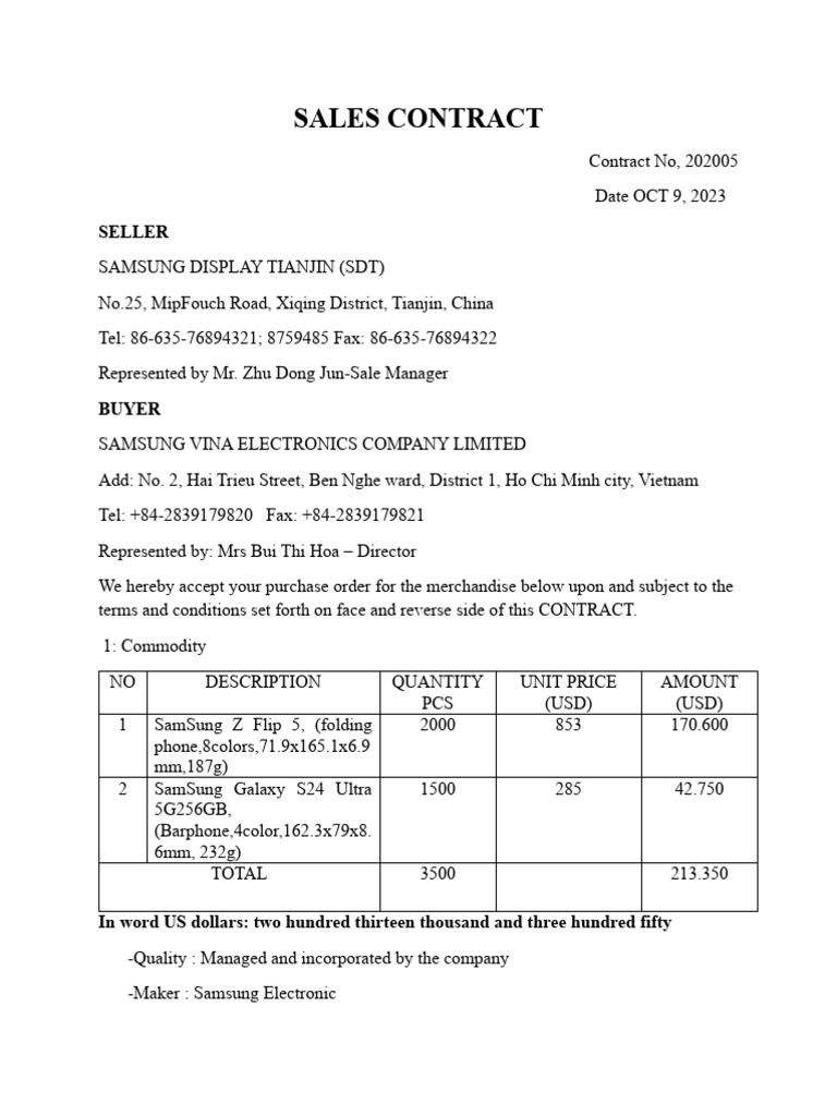 Sales Contract: Seller | PDF | Business