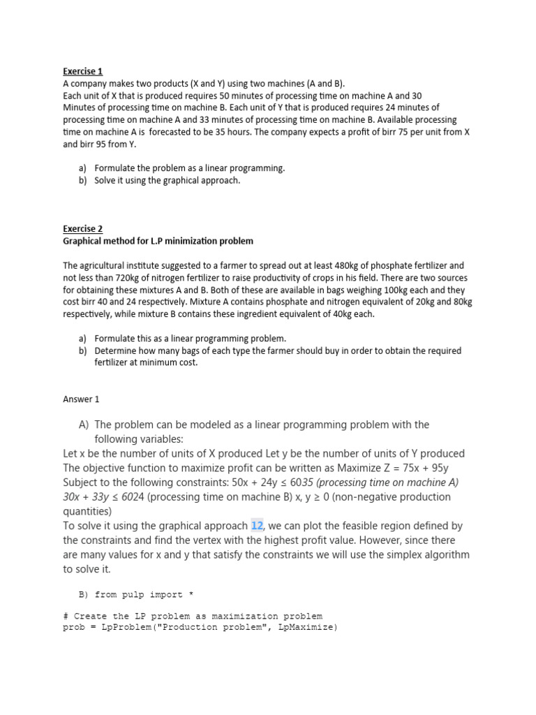 Quantitative Exercise 1 and 2 | PDF | Mathematical Optimization | Computational Science