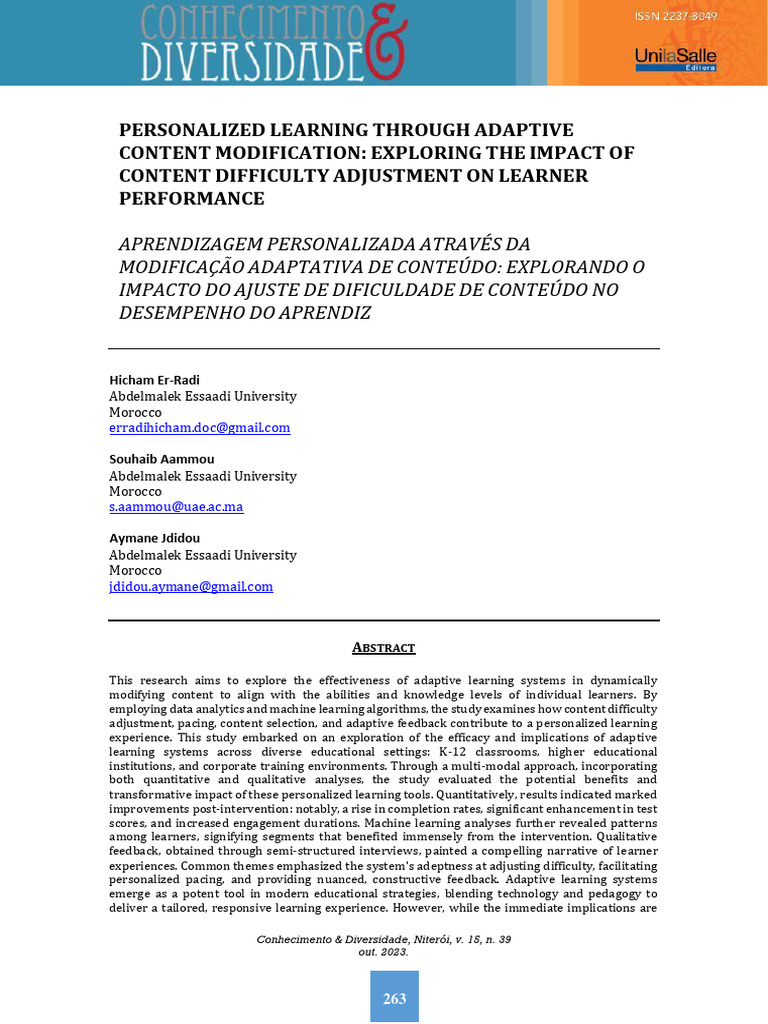 Art 16 - PERSONALIZED LEARNING THROUGH ADAPTIVE CONTENT MODIFICATION ...