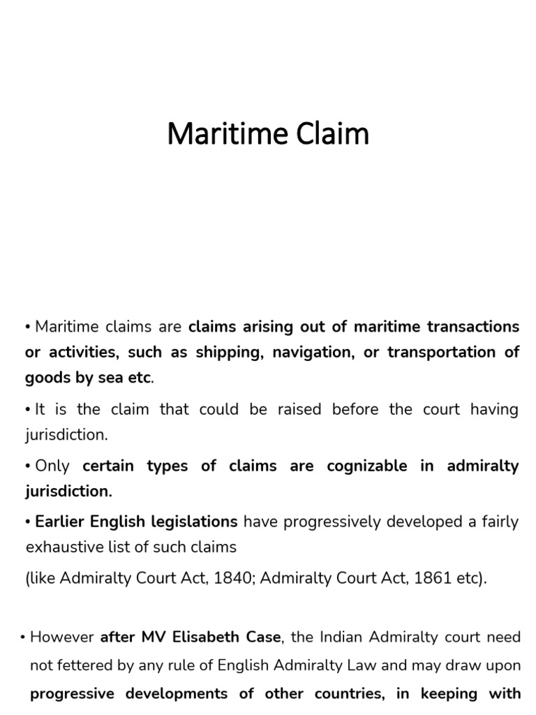 Maritime Claim | PDF | Admiralty Law | Lien