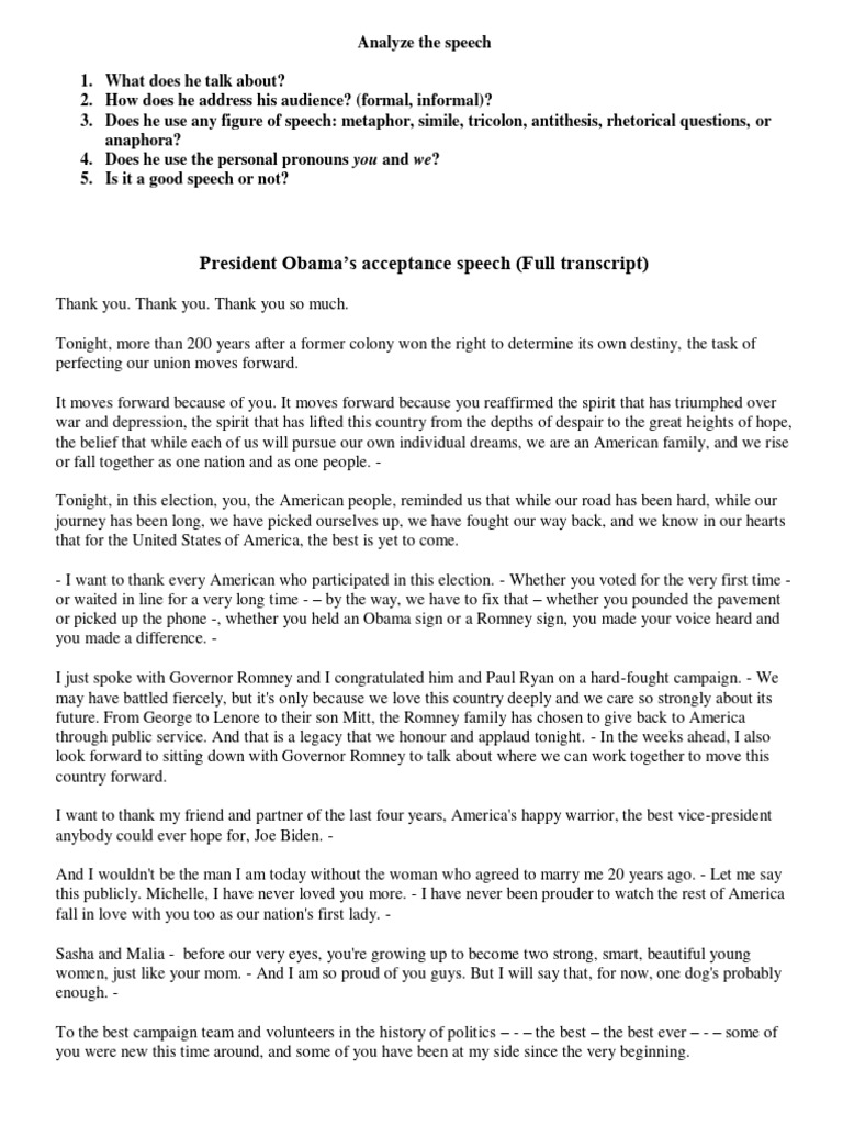 Analyze The Speech Obama | PDF