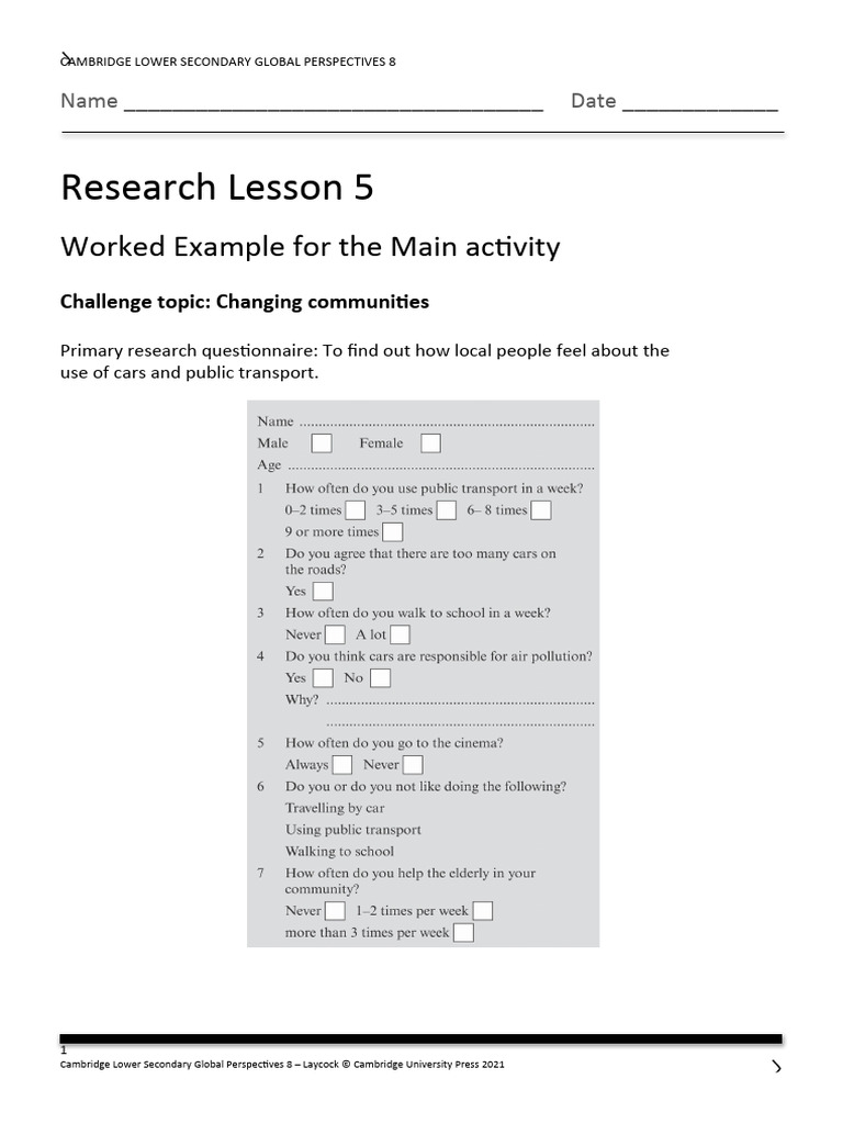 Research Lesson 5 Worked Example For The Main Activity | PDF