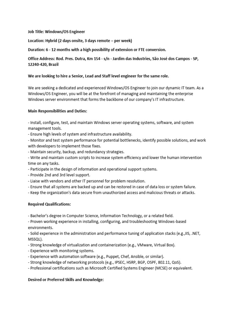 Windows OS Engineer_OSKE | PDF | Microsoft Windows | Active Directory