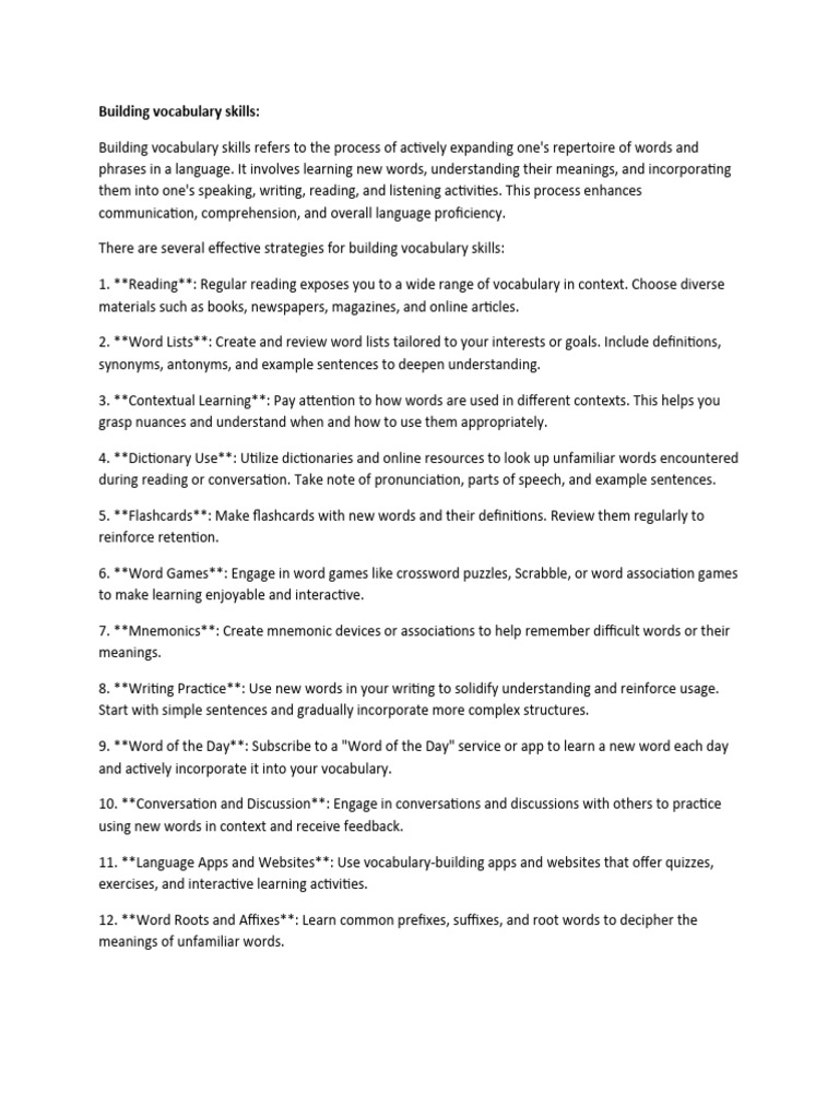 Building Vocabulary Skills | PDF